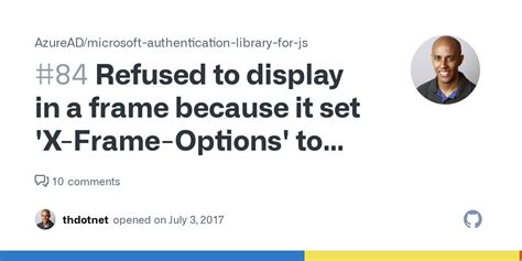 Refused To Display In A Frame Because It Set X Frame Options To Deny