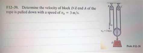 Solved F Determine The Velocity Of Block D If End A Of Chegg