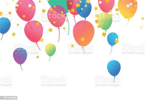 파티 포퍼와 공기 풍선이 격리된 색종이 배경 축제 벡터 그림입니다 레터링 생일 축하합니다 2월에 대한 스톡 벡터 아트 및 기타 이미지 Istock