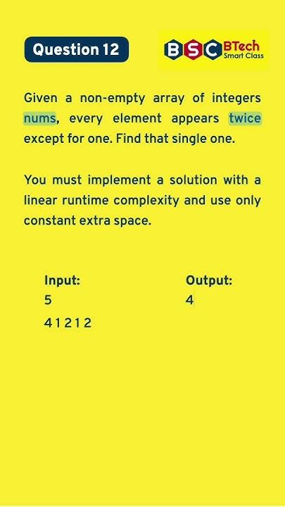 Placements Preparation Find The Single Number In An Array With Xor