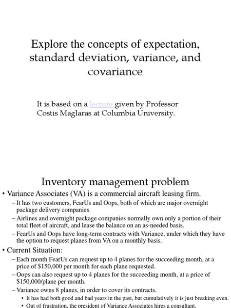 Explore The Concepts Of Expectation Standard Deviation Variance And Covariance Pdf