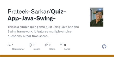 GitHub Prateek Sarkar Quiz App Java Swing This Is A Simple Quiz Game Built Using Java And