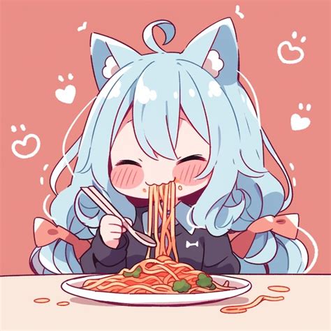 Premium Ai Image Anime Girl Eating Spaghetti With A Fork And A Plate
