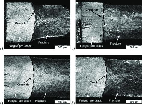 Fracture Surface Of Dent Specimens A Cp B Dp C Tbf D Qandp Download Scientific Diagram