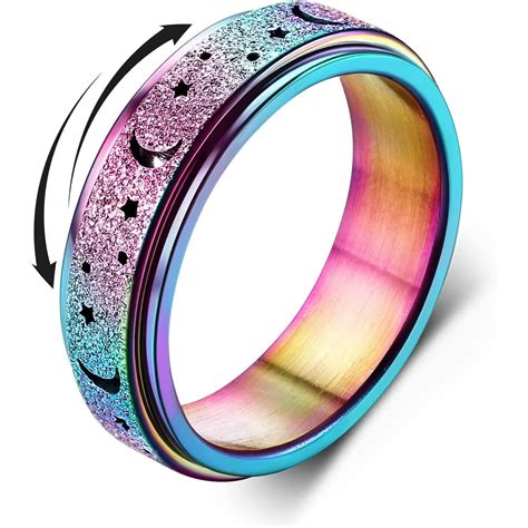 Jstyle Stainless Steel Fidget Rings For Anxiety For Women Spinner Ring