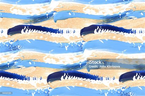 손으로 그린 파란색과 골드 브러시 스트로크는 매끄러운 패턴을 Swash 페인트 스워치 얼룩 배경 벽지 구아슈에 대한 스톡 벡터 아트 및 기타 이미지 Istock