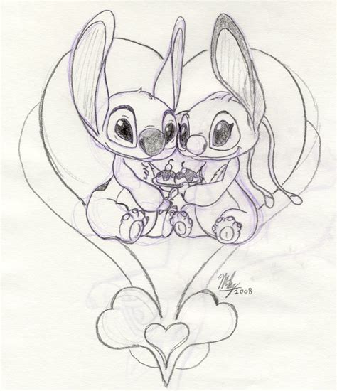 Stitch And Angel Drawing