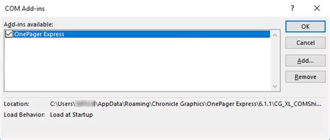 Re Enabling OnePager Express Add In In Microsoft Excel