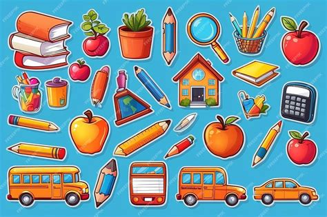 Premium Ai Image Cartoon School Objects Set For Education Concept Design