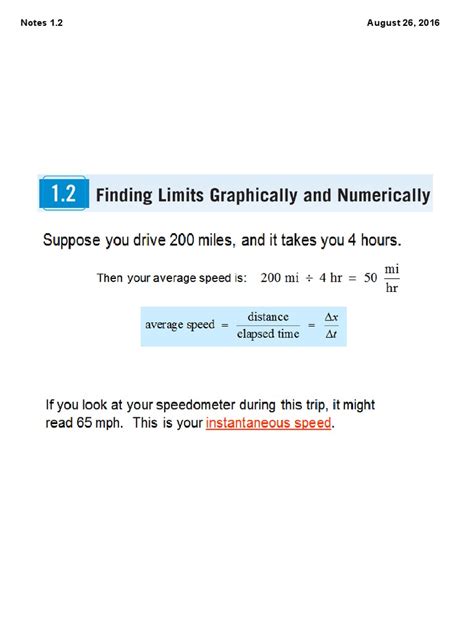 Notes 12 Finding Limits Graphically And Numerically Pdf Pdf
