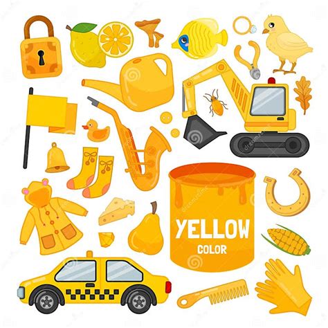 Vector Set Of Yellow Color Objects Stock Vector Illustration Of