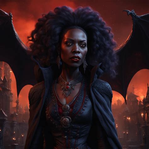 Seductive Black Vampire Queen In Deep Fantasy Real Ai Art