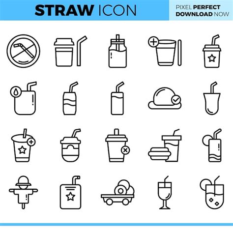 Premium Vector Vector Straw Icon Set