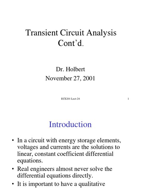 Transient Circuit Analysis Pdf Electrical Network Ordinary
