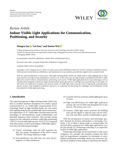 Pdf Indoor Visible Light Applications For Communication Positioning And Security