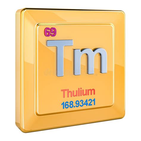Thulium Tm Chemical Element Sign With Number 69 In Periodic Table 3d Rendering Stock