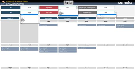 Personel İzin Takip Programı Excel Şablonu Takvim Ve Planlama