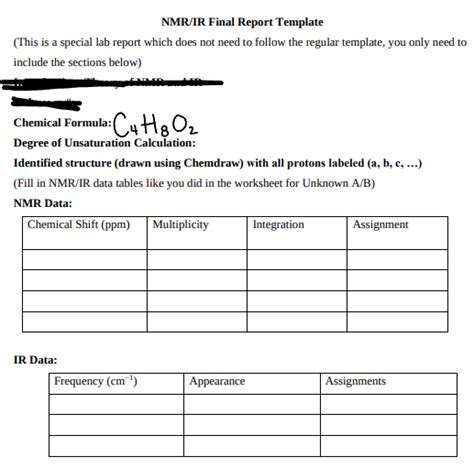 Solved NMR IR Final Report Template This Is A Special Lab Chegg Com
