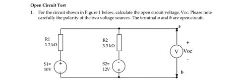Solved Open Circuit Test 1 For The Circuit Shown In Figure Chegg Com