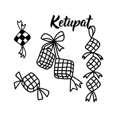 Hand Drawn Set Of Ketupat Vector Illustration In Doodle Style Stock