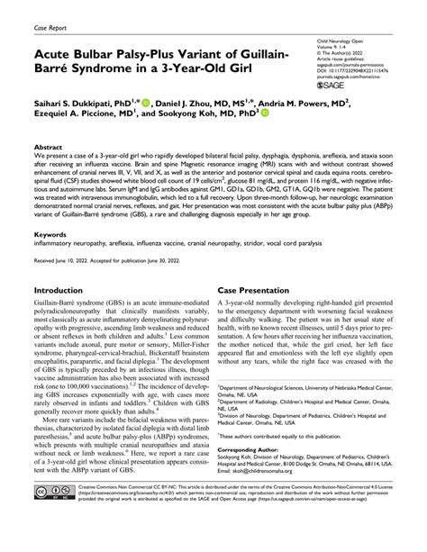 Pdf Acute Bulbar Palsy Plus Variant Of Guillain Barré Syndrome In A 3