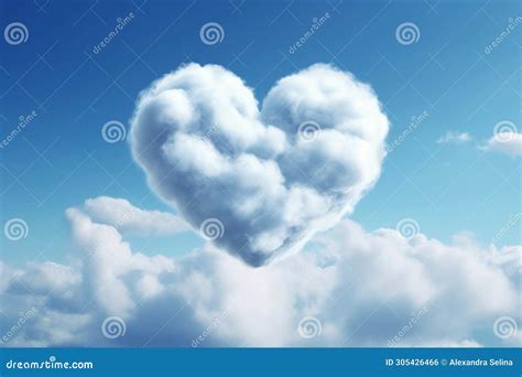 Heart Shaped Clouds In Blue Sky Ai Generated Stock Illustration Illustration Of Abstract