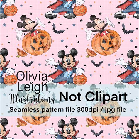 Halloween Mickey Seamless Repeat Pattern Digital Paper Etsy