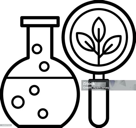 식물 육종 벡터 라인 아이콘 디자인 생화학 기호 생물학적 프로세스 기호 생명 과학 및 엔지니어링 스톡 일러스트레이션 독립영양 생물 개념 과학에 대한 스톡 벡터 아트 및 기타