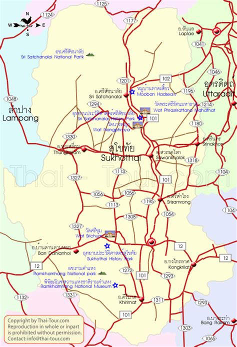 แผนที่ สุโขทัย การเดินทาง ท่องเที่ยว สถานที่ท่องเที่ยว