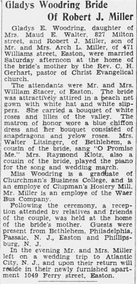 Marriage Of Woodring Miller ™