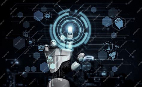 3d 렌더링 인공지능 미래 인류를 위한 로봇 및 사이보그 개발 Ai 연구 컴퓨터 두뇌를 위한 디지털 데이터 마이닝 및 기계 학습