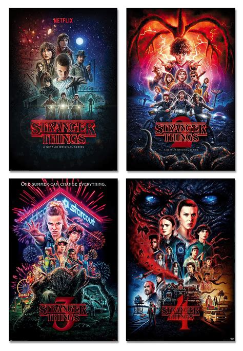 Stranger Things 1 2 3 4 4 Piece Tv Show Poster Set Regular Styles
