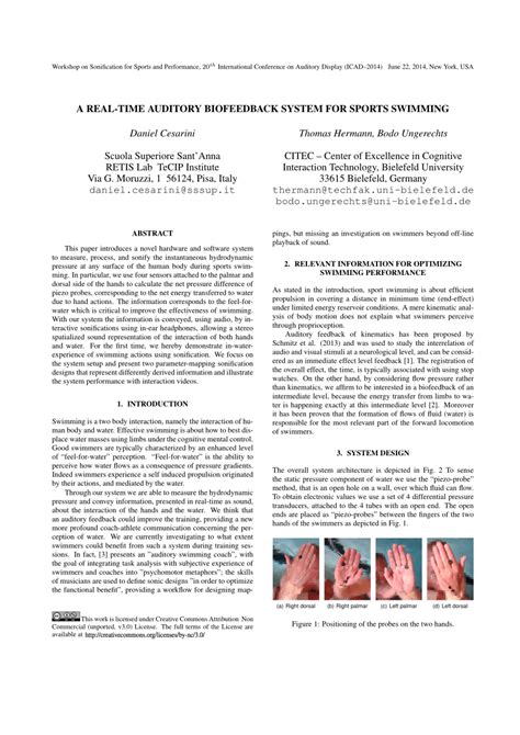 Pdf A Real Time Auditory Biofeedback System For Sports Swimming