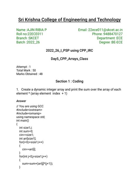Array Classwork Pdf Software Engineering Computing