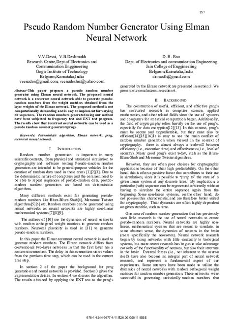 Pdf Elman Neural Network For Pseudo Random Number Generation