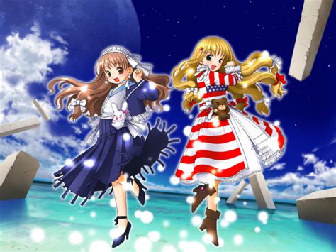 Safebooru 2girls American Flag Boots Doll Dress Flag Dress Flag Print