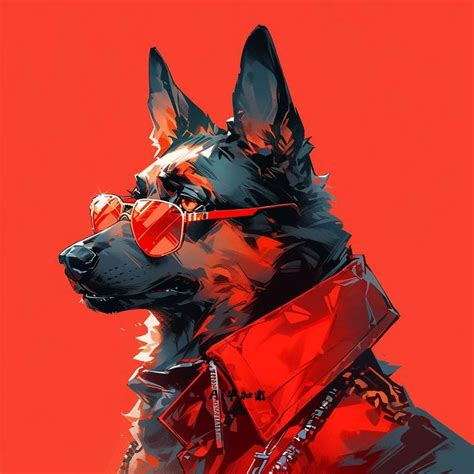 Ai帅气戴墨镜德国牧羊犬狗狗头像