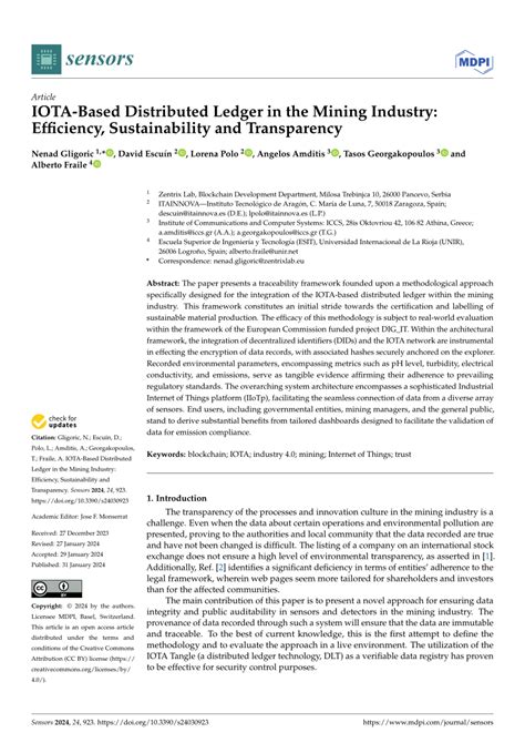 Pdf Iota Based Distributed Ledger In The Mining Industry Efficiency Sustainability And