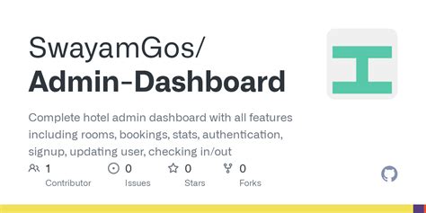 GitHub SwayamGos Admin Dashboard Complete Hotel Admin Dashboard With All Features Including