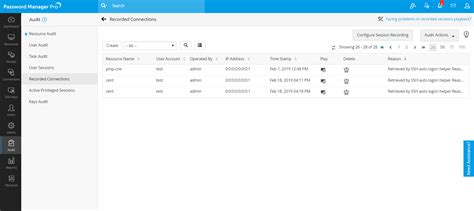 Privileged Session Recording