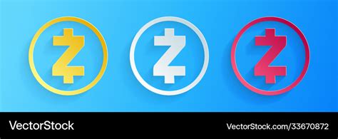 Paper Cut Cryptocurrency Coin Zcash Zec Icon Vector Image