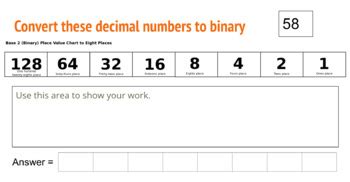 Binary Decimal Conversions Slideshow Worksheet By Katie Kunz