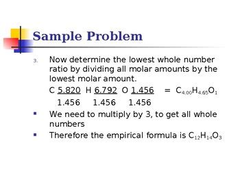 CALCULATING EMPIRICAL FORMULAS SCH U Grade Chemistry Power Point ANSWERS P