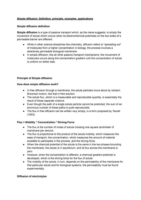 Cell Biology Simple Diffusion Simple Diffusion Definition