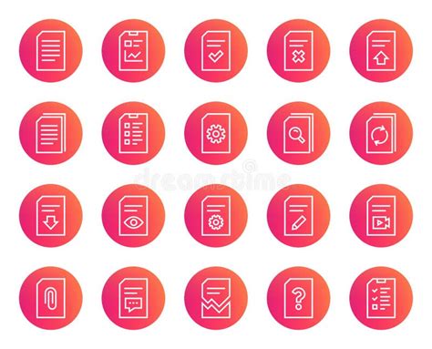 Document Line Icons Report Checklist And Copy Stock Vector Illustration Of File Circle