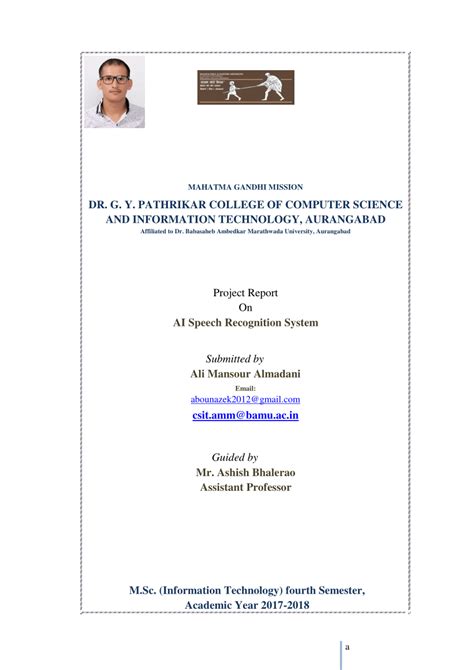 PDF Project Report On AI Speech Recognition System