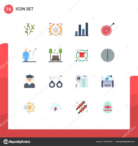 Pictogram Set Simple Flat Colors Job Employee Analytics Trophy Collection Stock Vector By