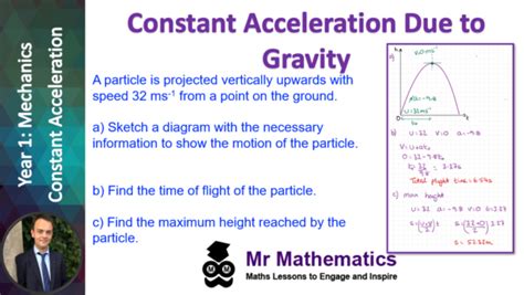 constant acceleration due to gravity mr