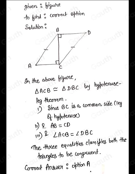 Solved 4 6 Lesson Quiz Are The Triangles Shown Below Congruent Explain A Yes Hypotenuse Leg