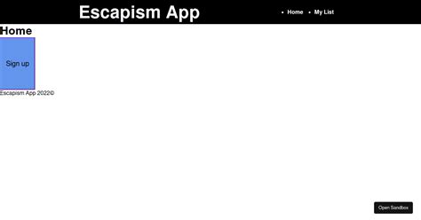 Escapism App Codesandbox